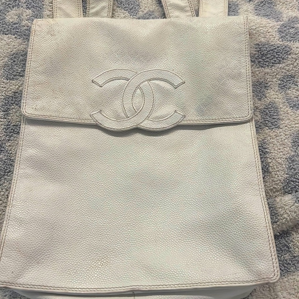 White Leather Chanel Backpack Authentic!!!! Number In… - Gem